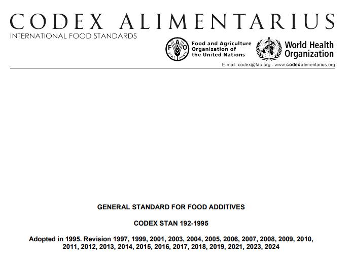 Ủy ban Codex quốc tế ban hành tài liệu tiêu chuẩn chung Codex về Phụ gia thực phẩm